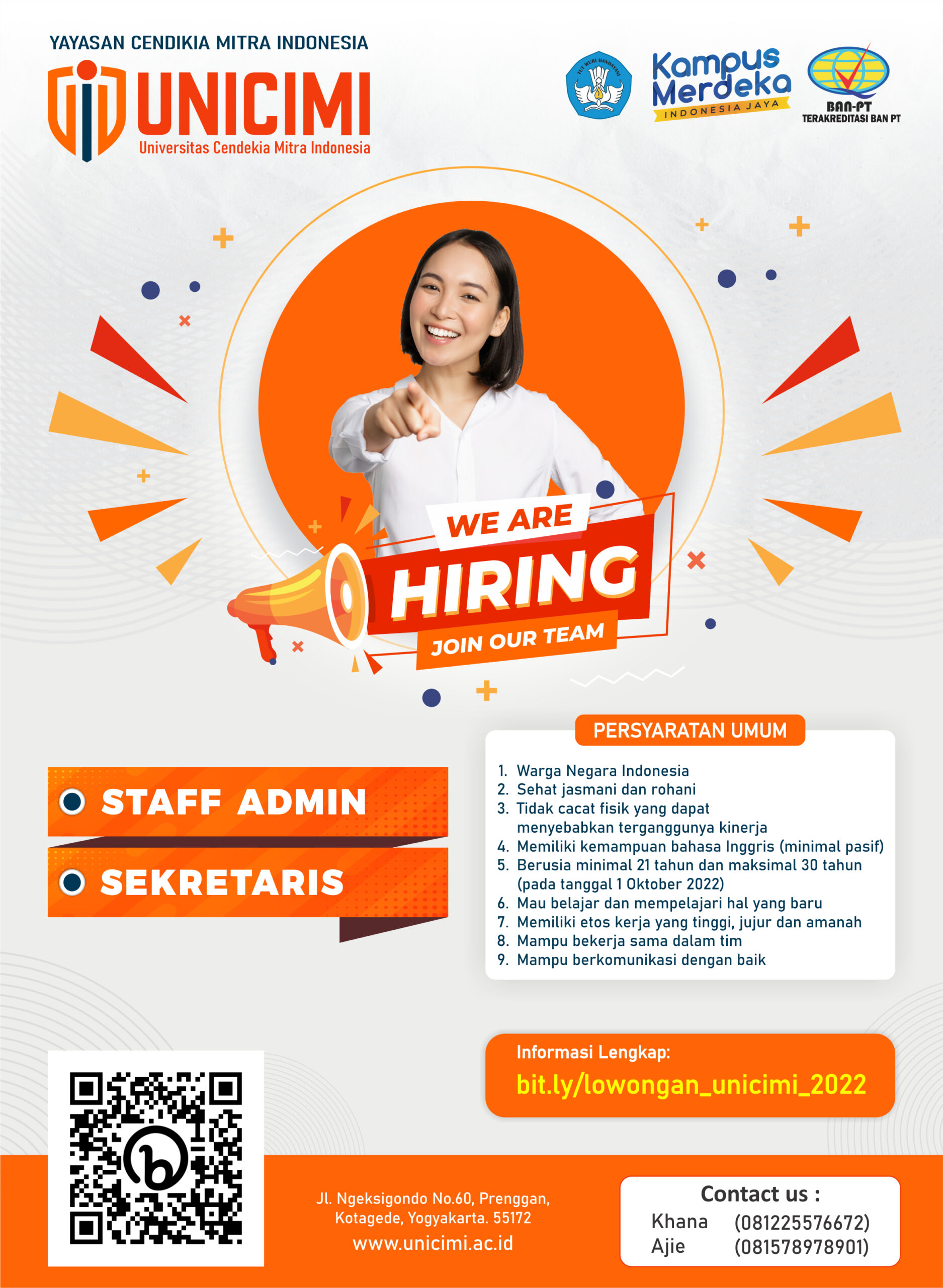 Penerimaan Tendik & Sekretaris UNICIMI 2022 - UNICIMI